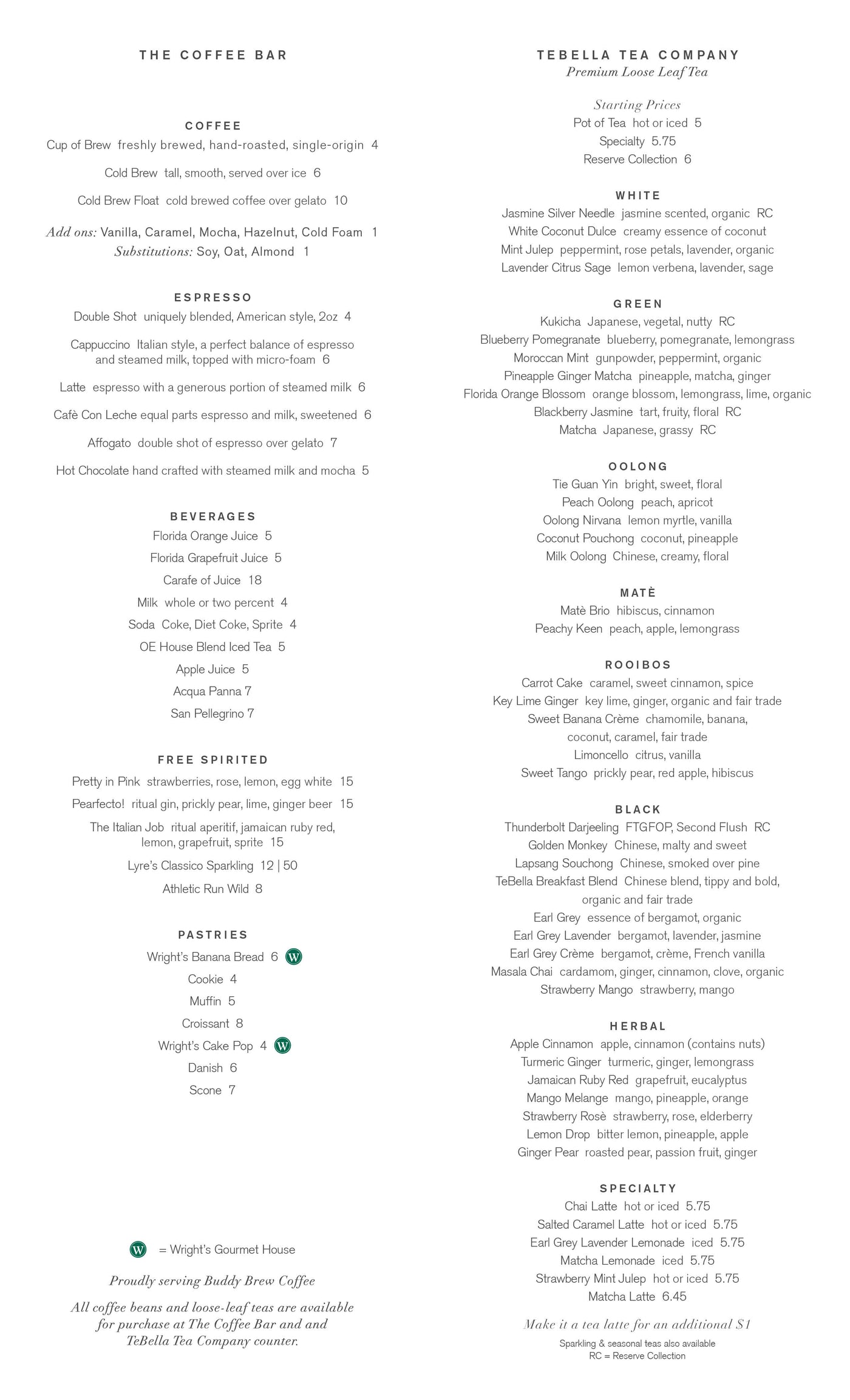 Menus – Oxford Exchange Retail