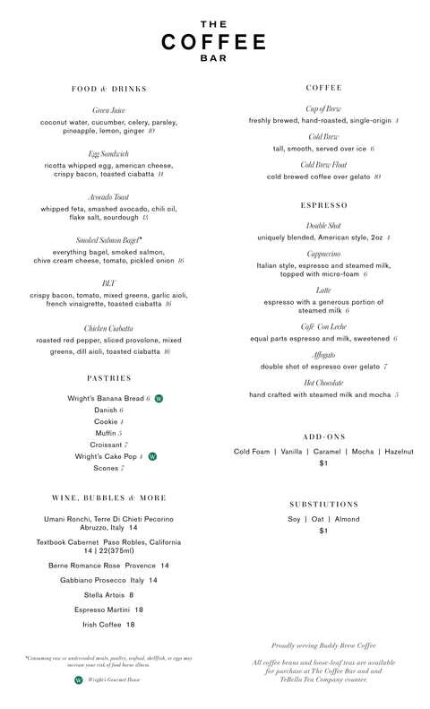Menus – Oxford Exchange Retail