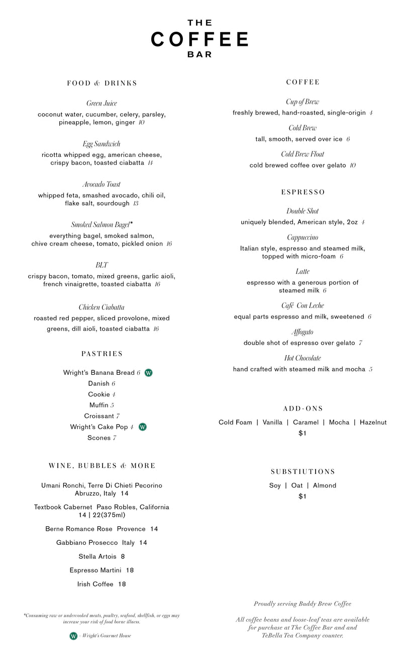 Menus – Oxford Exchange Retail