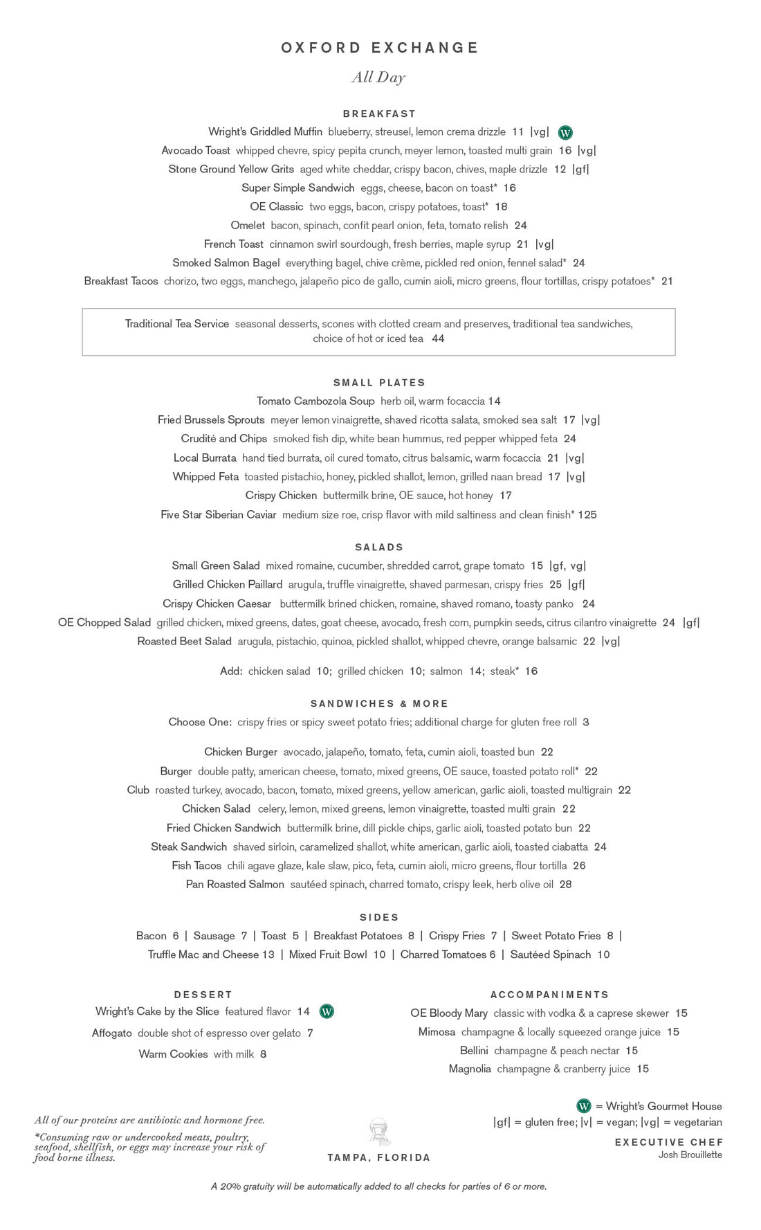 Menus – Oxford Exchange Retail