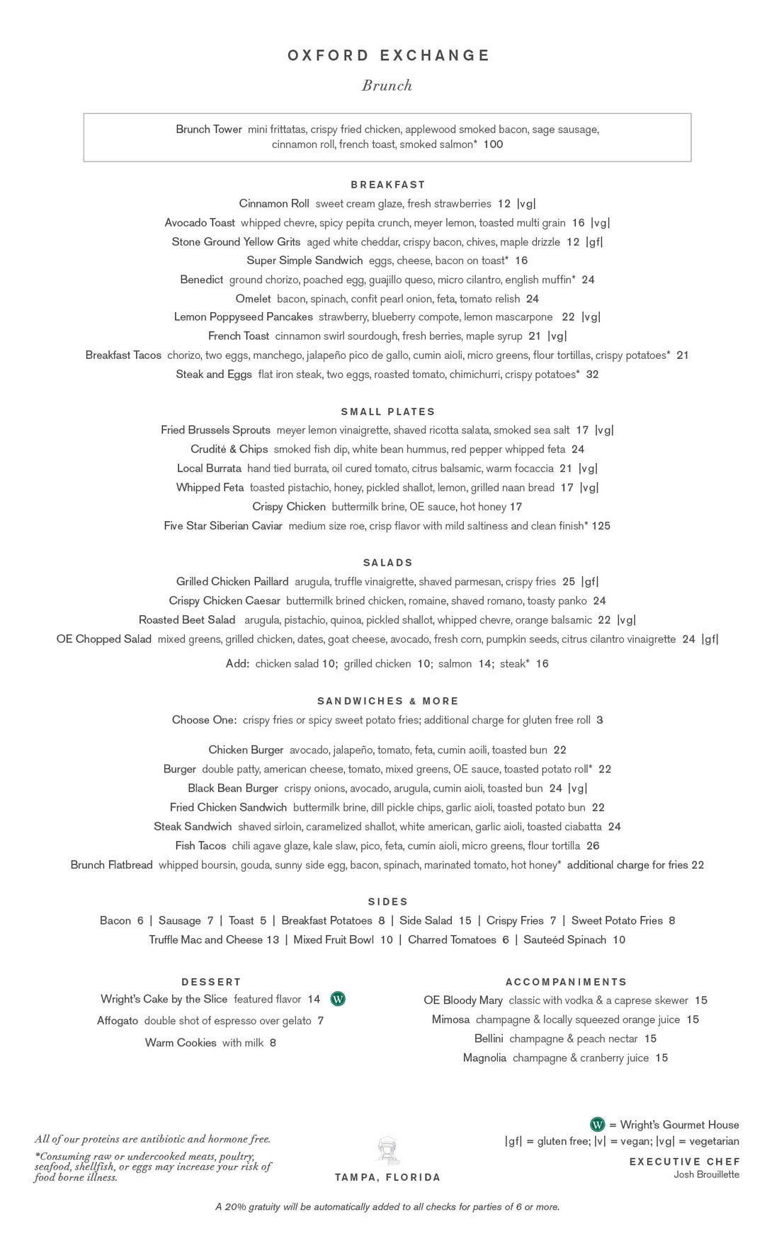 Menus – Oxford Exchange Retail