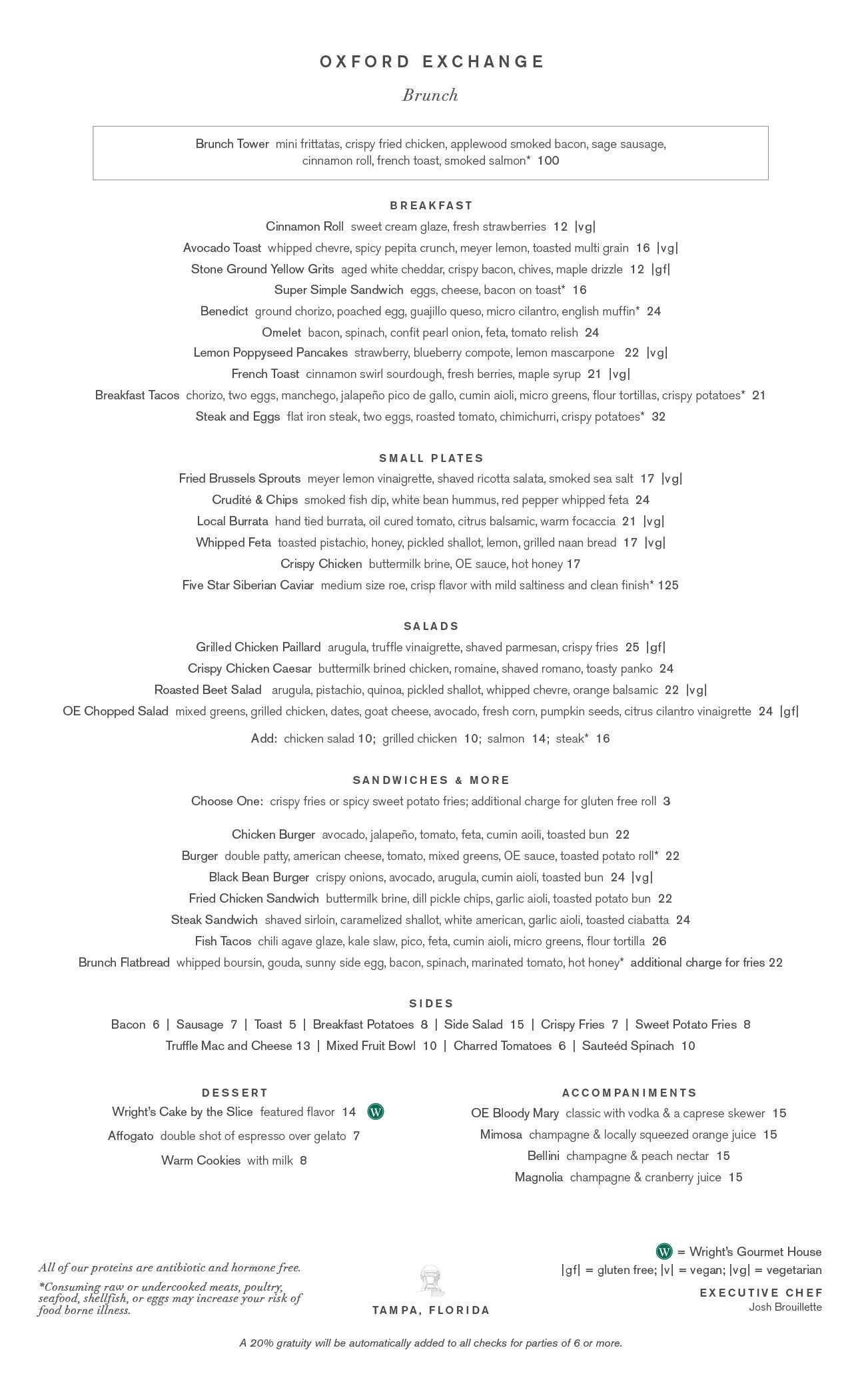 Menus – Oxford Exchange Retail