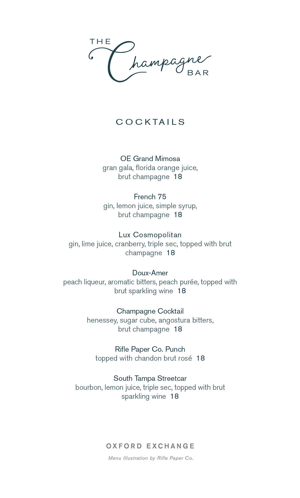 Menus – Oxford Exchange Retail