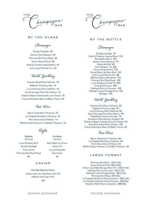 Menus – Oxford Exchange Retail