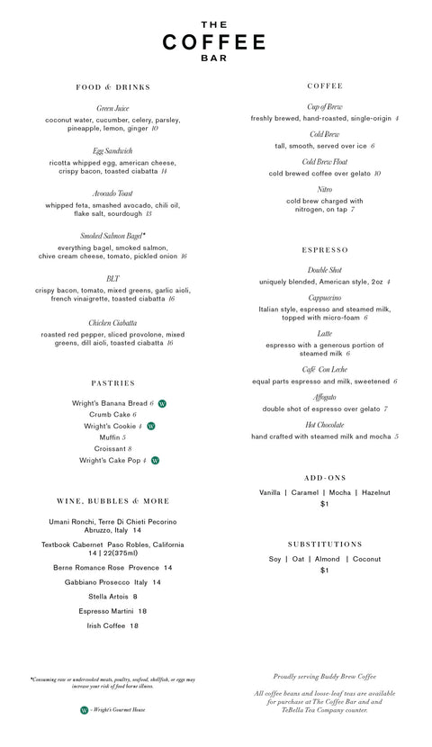 Menus – Oxford Exchange Retail