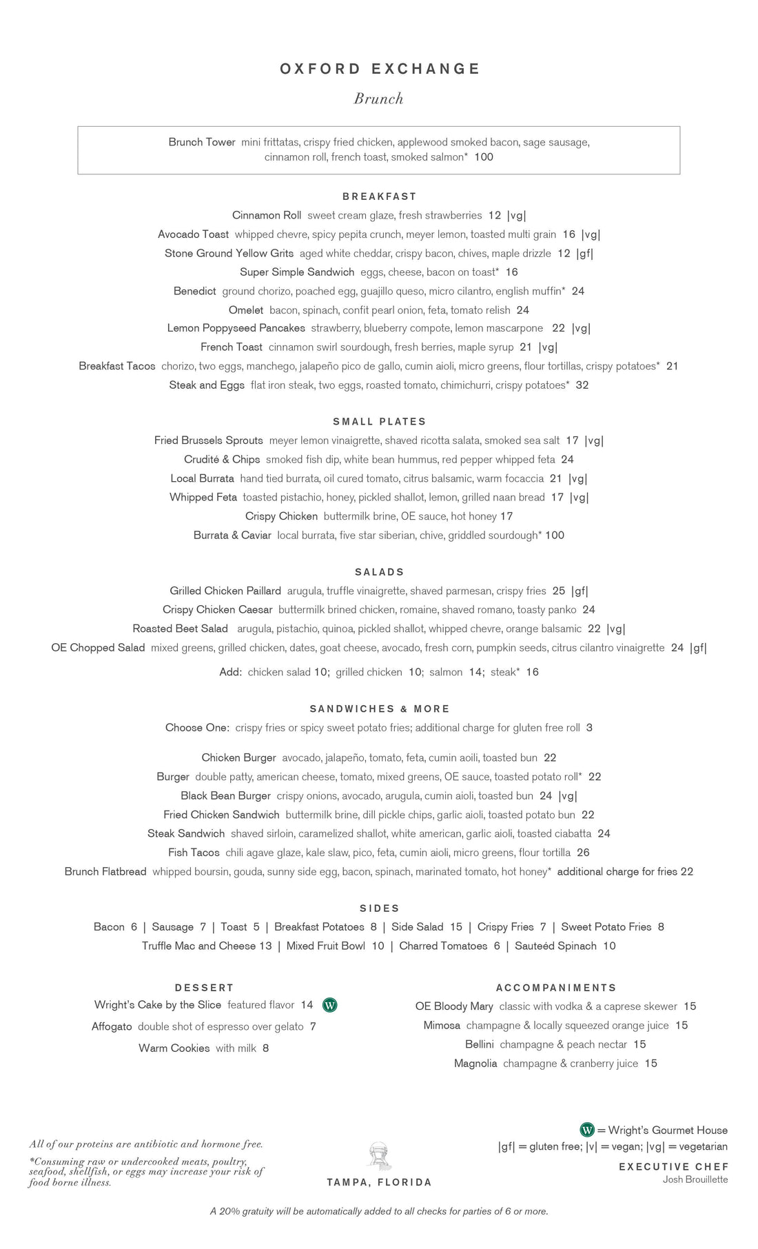 Menus – Oxford Exchange Retail
