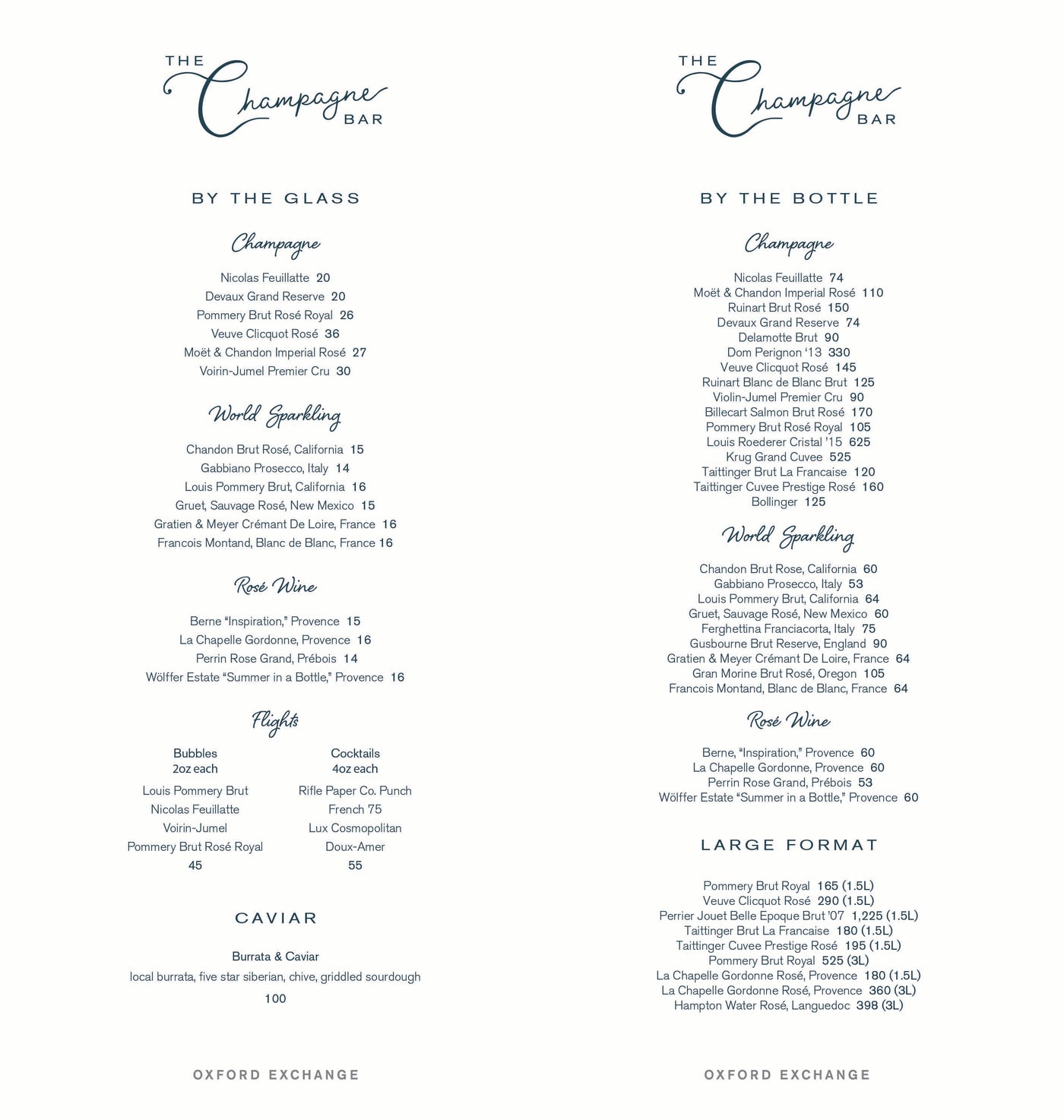 Menus – Oxford Exchange Retail