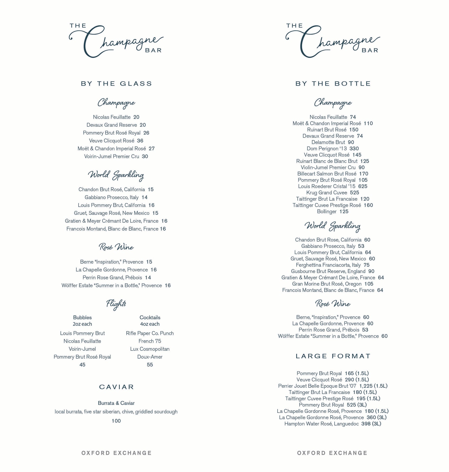 Menus – Oxford Exchange Retail
