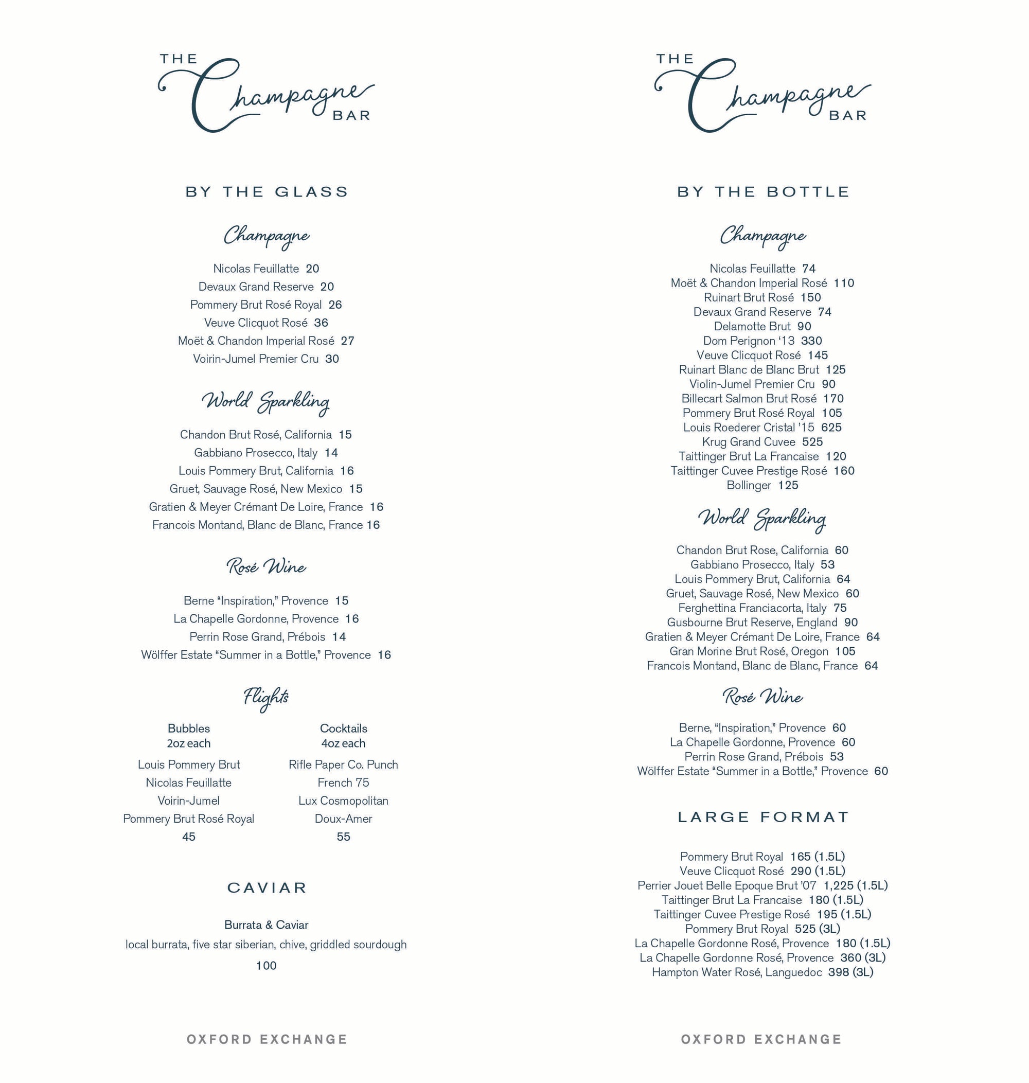 Menus – Oxford Exchange Retail