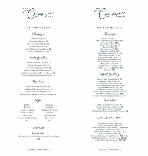 Menus – Oxford Exchange Retail